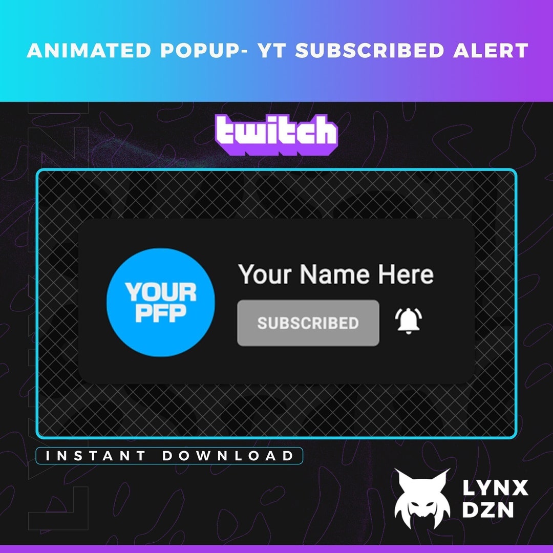 Youtube Subscribe Pop up Custom Alert Social Media Assets - Etsy