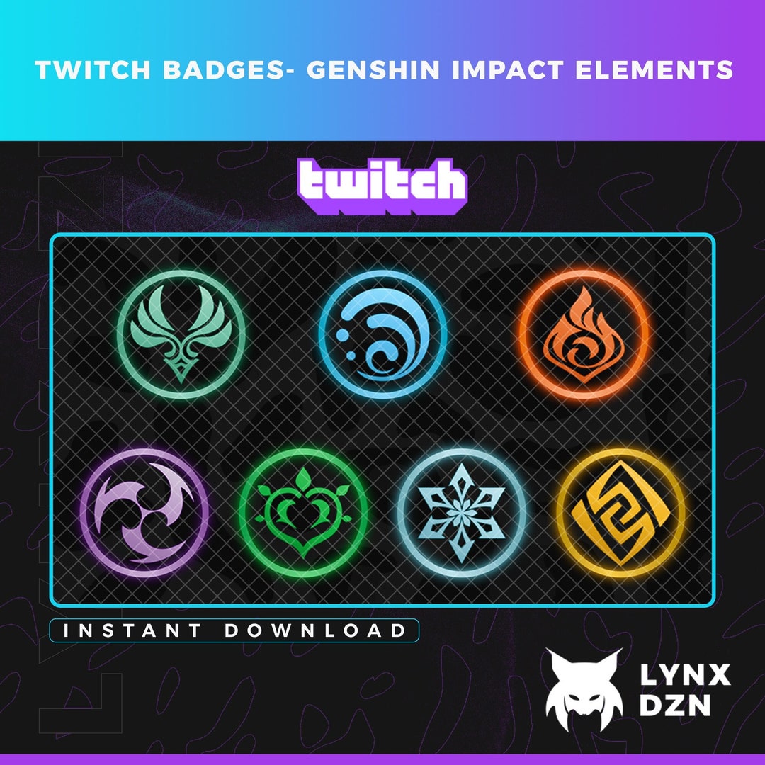 Twitch Subscriber Badges and Emotes Genshin Impact 7 Elements Emote and ...