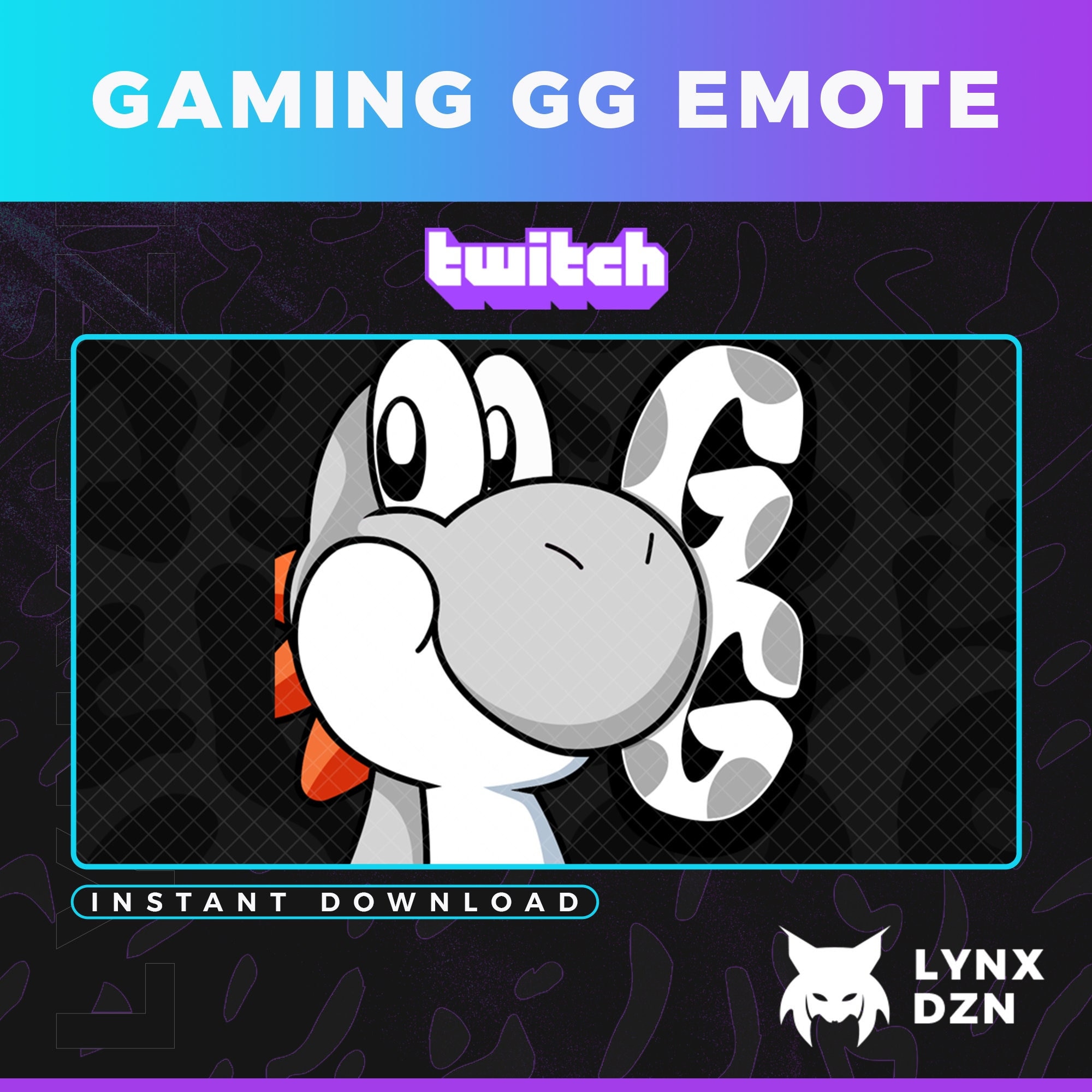 GG Gaming Emote Twitch and Discord Emote Gray and Orange Dino - Etsy