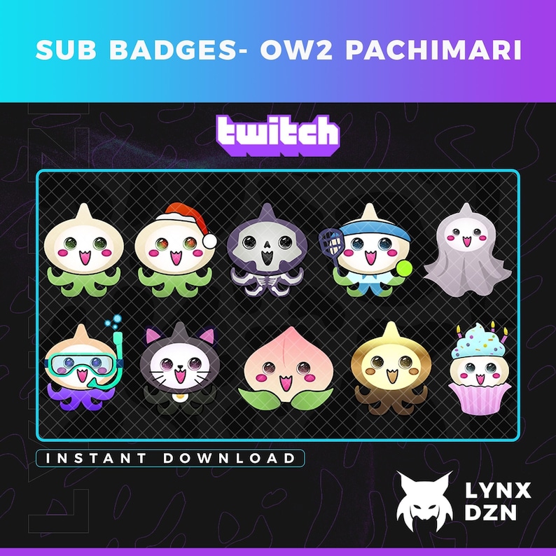 Twitch Sub Badges and Emotes | Overwatch Pachimari Bit Badges | Twitch ...