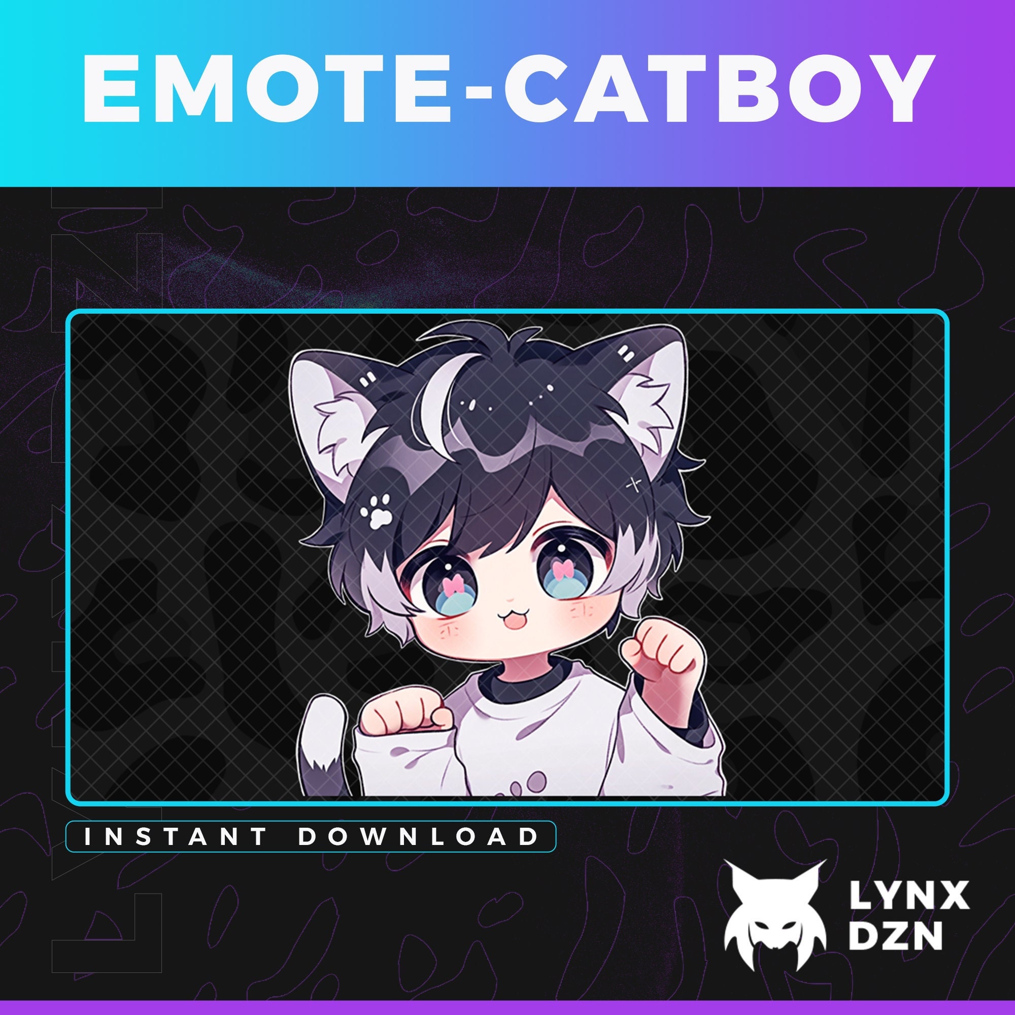 Twitch and Discord Emote Anime Cat Boy Nekomimi Kawaii Boy - Etsy