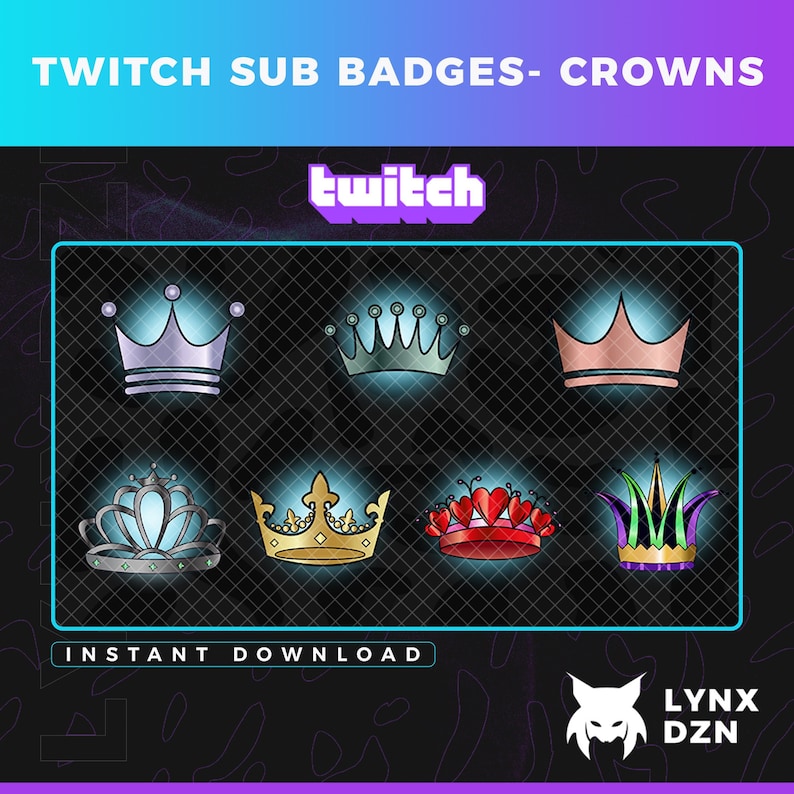 Crown Sub Badges | Twitch Badges and Emotes | Royalty | Streaming ...