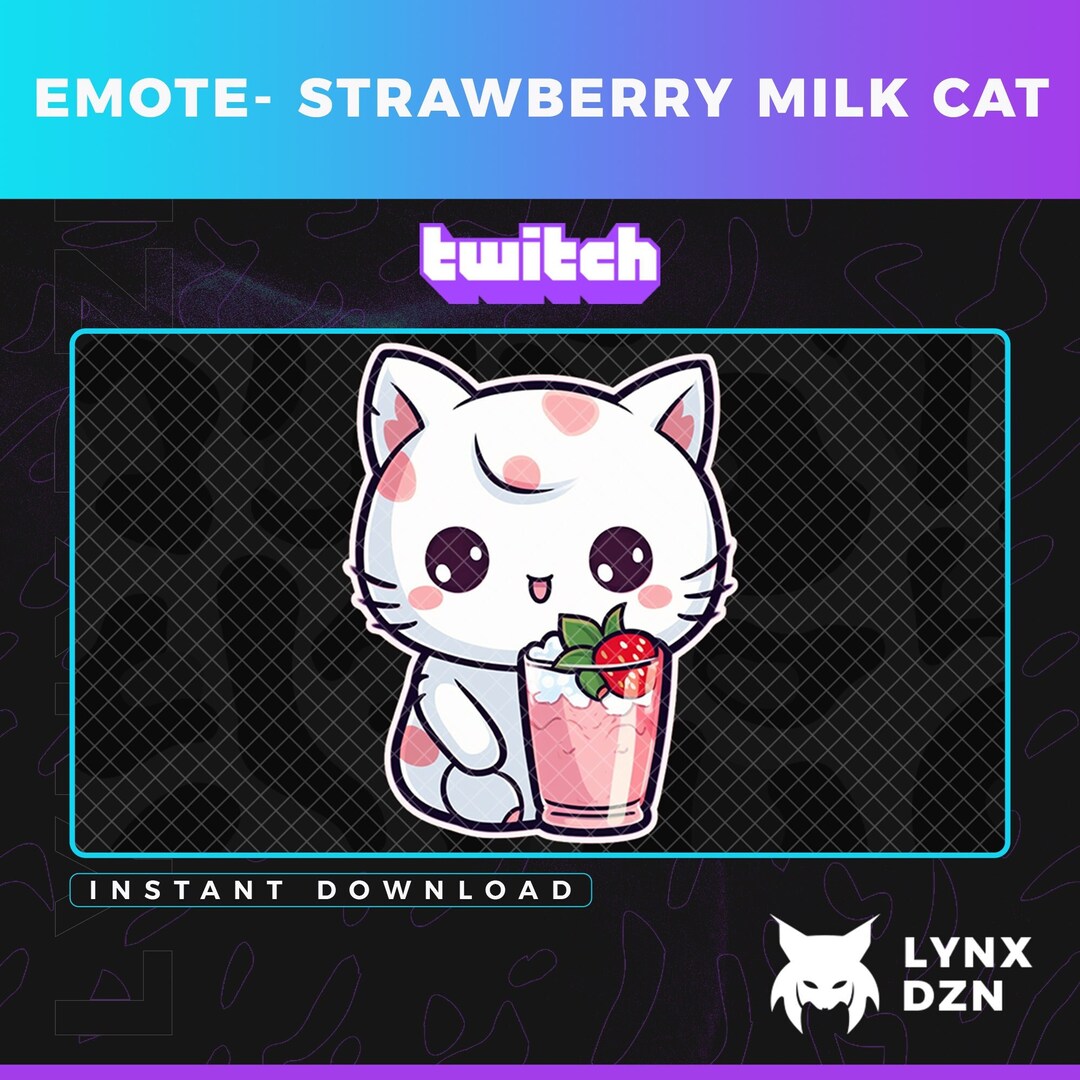 Twitch Emote | Strawberry Milk Cat | White Spotted Cute Kawaii Kitten ...