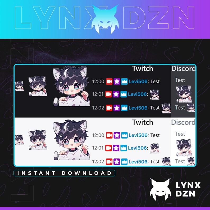 Twitch and Discord Emote Anime Cat Boy Nekomimi Kawaii Boy - Etsy