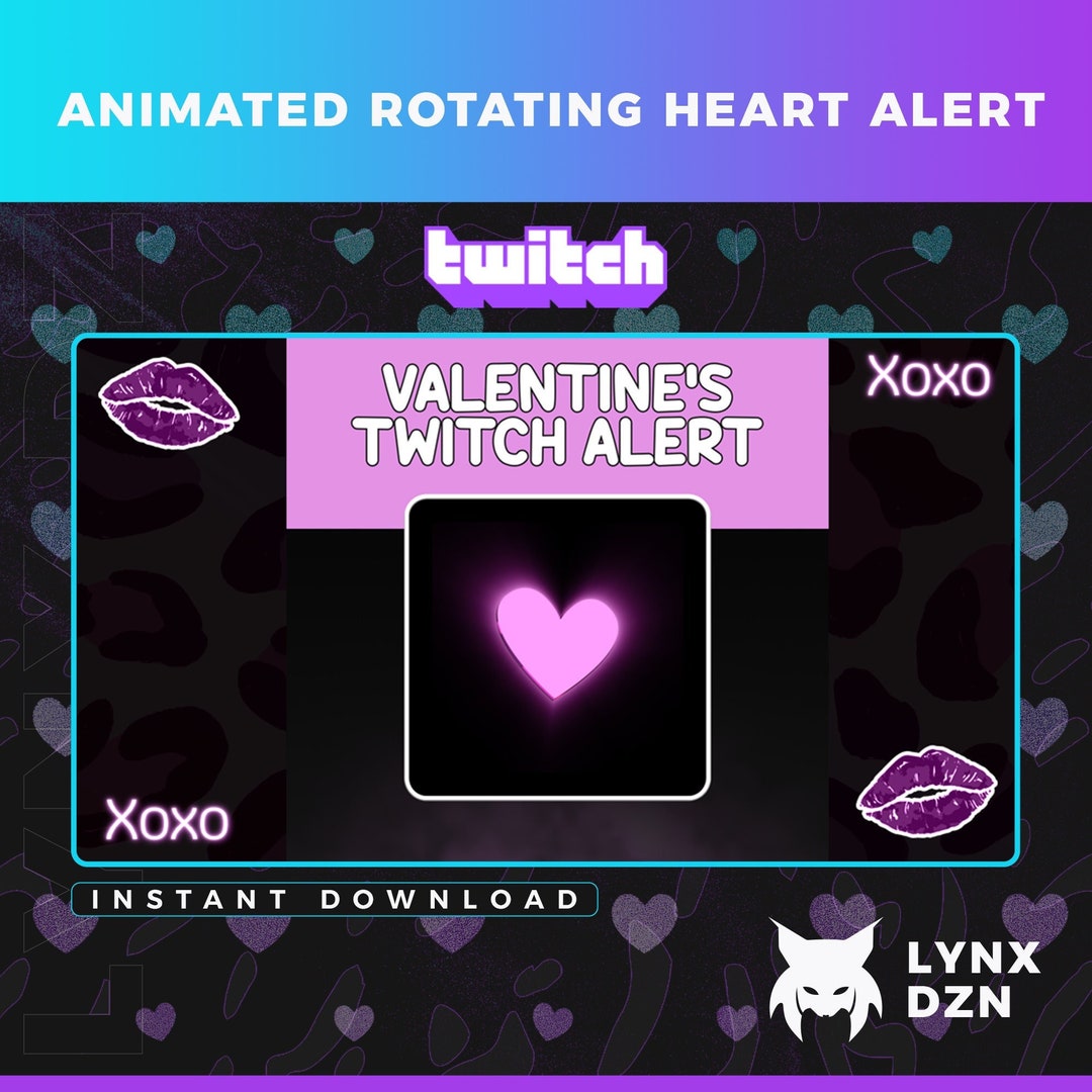 Valentine's Day Twitch Heart Alert | Animated Rotating Glass Heart on ...