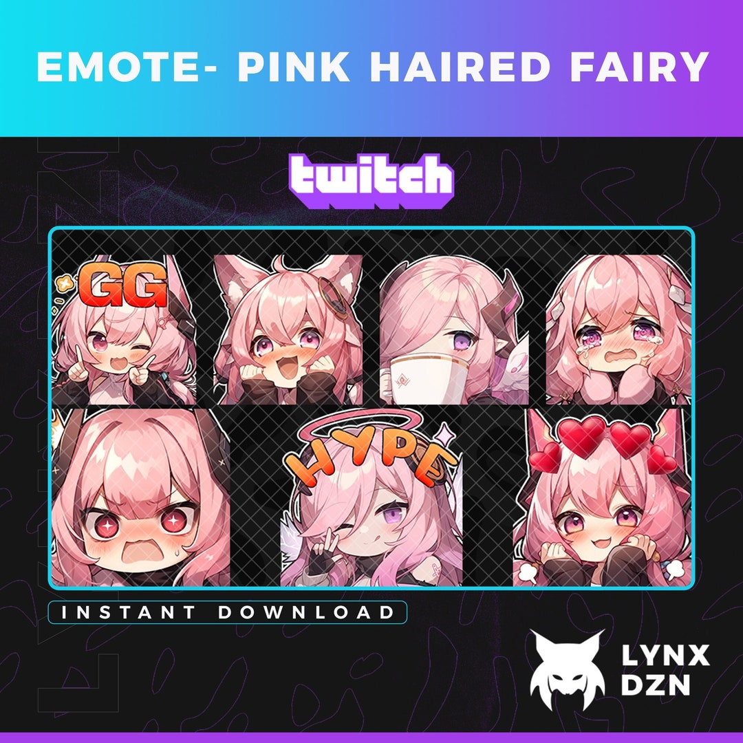 Twitch and Discord Emotes | Pink-haired Chibi Fairy Girl | Kawaii ...