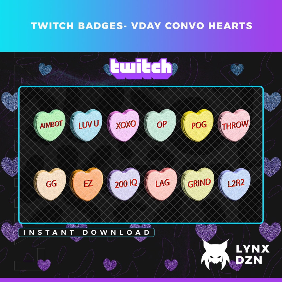 Valentine's Day Candy Sweetheart Stream Badges and Emotes | 12 ...