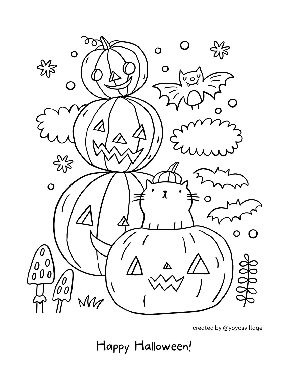 Fall/halloween Printable Coloring Page Easy / Toddler Coloring Pages ...