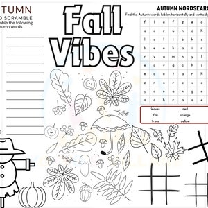 Fall Activity Placemats, Fall Coloring Pages, Fall Activity Sheets ...