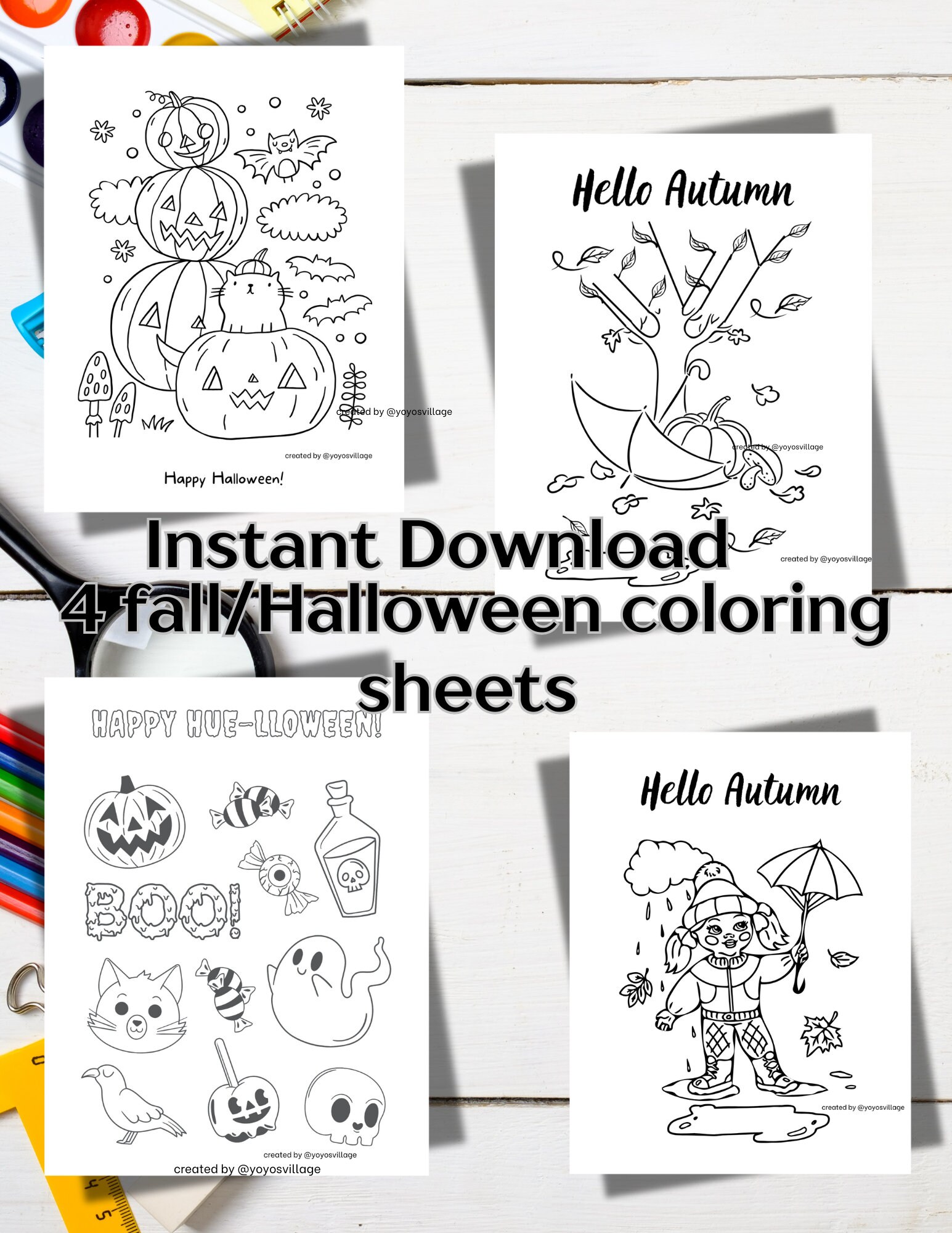 Fall/halloween Printable Coloring Page Easy / Toddler Coloring Pages ...