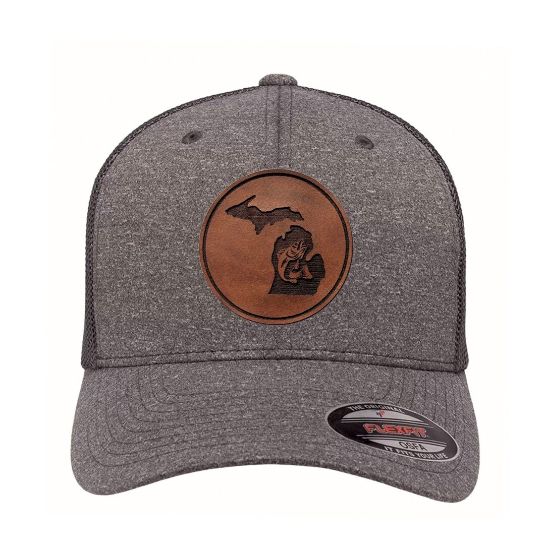 Michigan Walleye Genuine Leather Patch on A Flexfit 6311 Mesh - Etsy