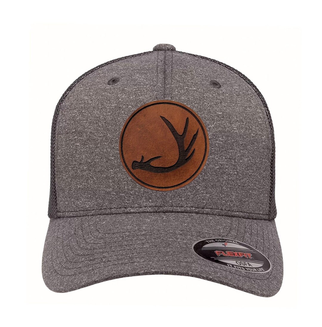 Antler Genuine Leather Patch on A Flexfit 6311 Mesh Back Trucker Cap - Etsy