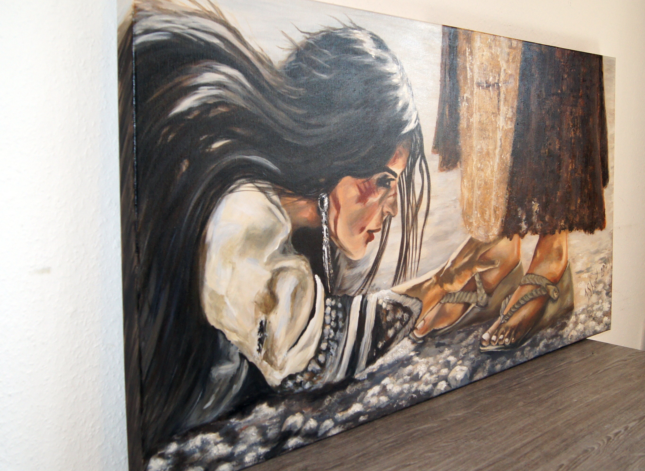 Jesus and Maria Large Acrylic , Oil Painting on Canvas, Original ...