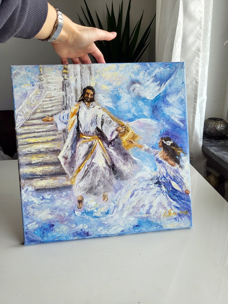 Jesus & Bride of Christ in Heaven, Revelation, Bible, Sky Blue Original ...
