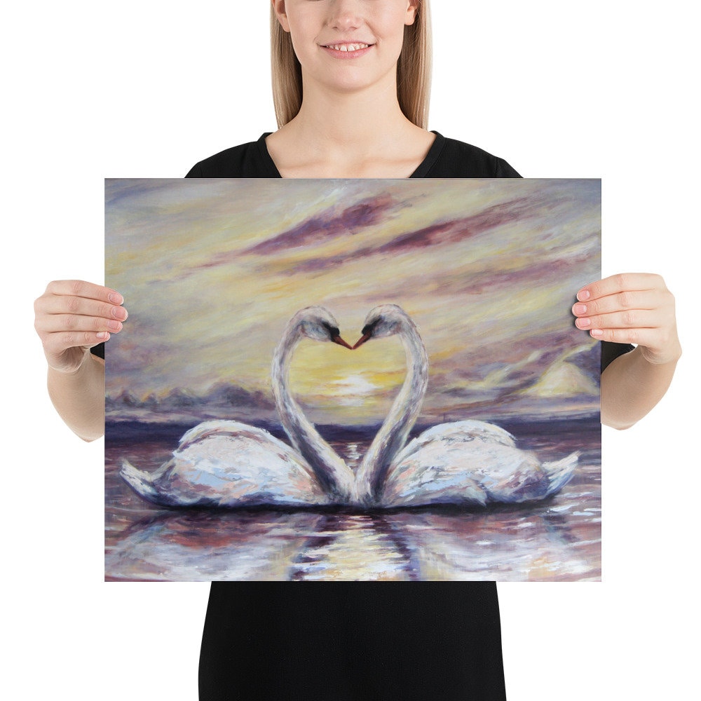 Two Swans Making a Heart Shape Paper Print Lake With Swan Eternal Love ...