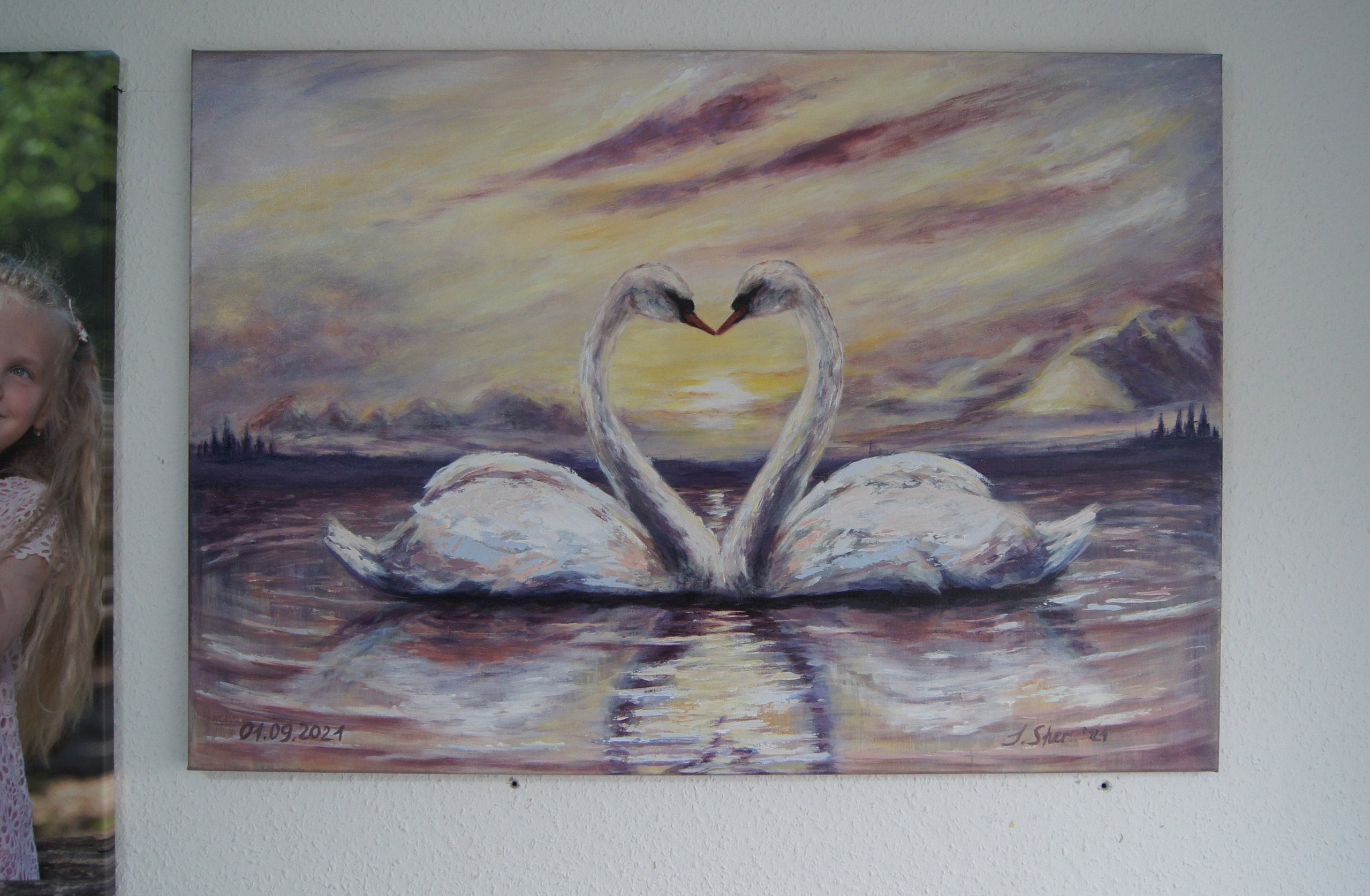 Two Swans Making a Heart Shape Paper Print Lake With Swan Eternal Love ...