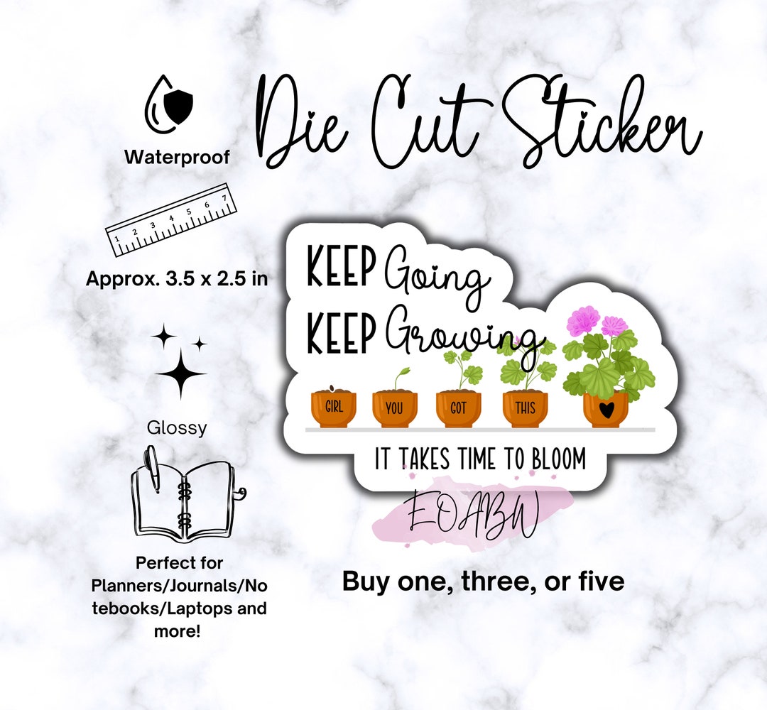 Keep Going Keep Growing Motivation Sticker Waterproof Laptop, Water ...