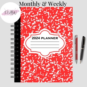PLANNER: Composition Notebook Style 2024 Dated and Undated Available 7 ...
