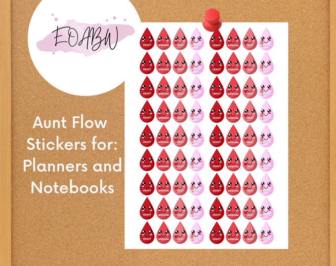 Aunt Flo Stickers for Planner, Calendar! Functional Planner Stickers ...
