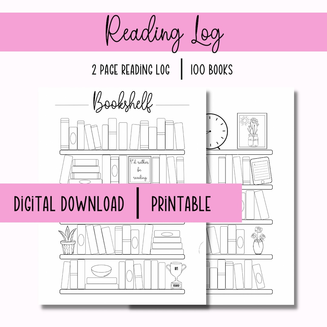 Bookshelf Reading Log/tracker 2 Pages 100 Books - Etsy