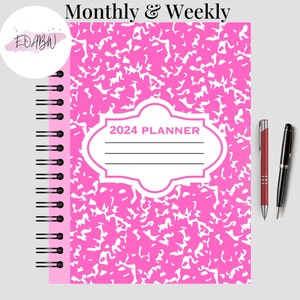 PLANNER: Composition Notebook Style 2024 Dated and Undated Available 7 ...