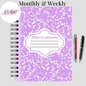 PLANNER: Composition Notebook Style 2024 Dated and Undated Available 7 ...