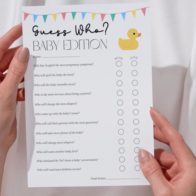 Guess Who Baby Shower Game, Mum Vs Dad (digital Download) - Etsy