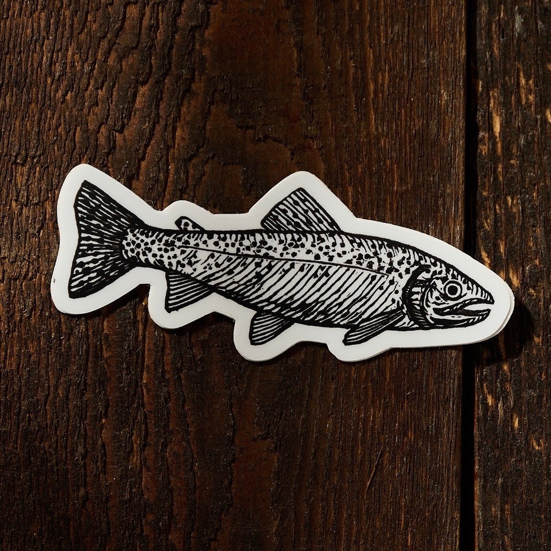 Trout Linocut Sticker - Etsy