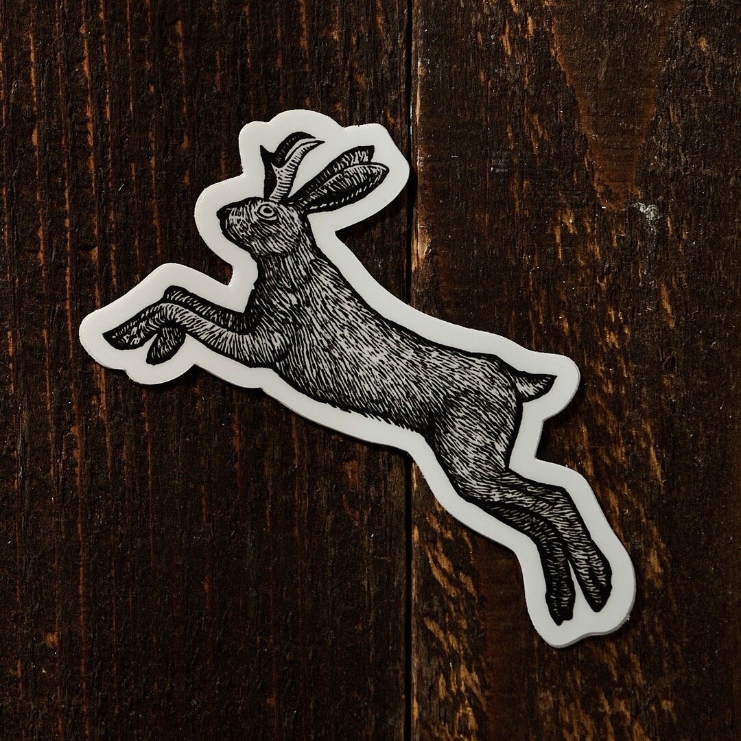 Jackalope Linocut Sticker - Etsy