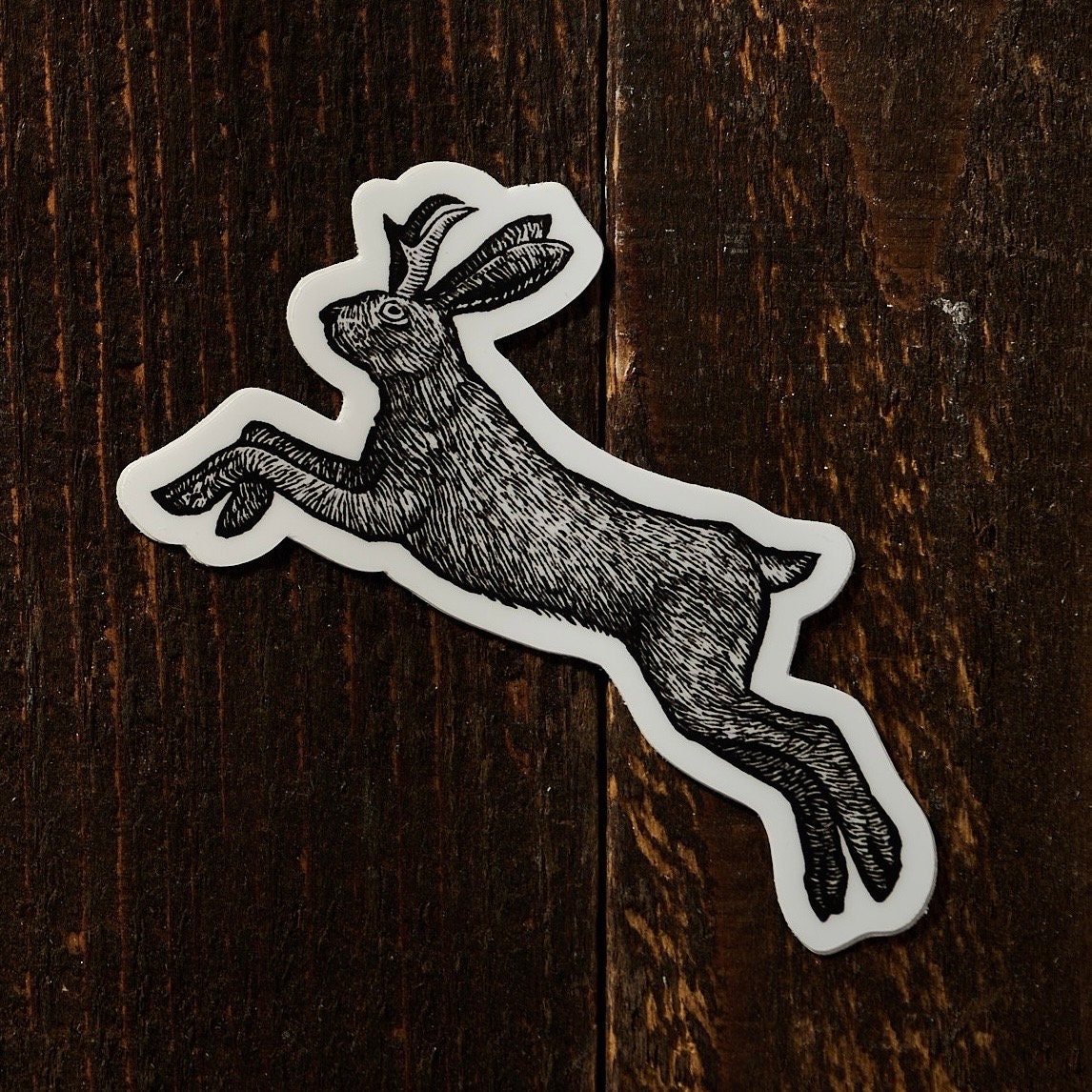Jackalope Linocut Sticker - Etsy