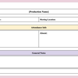 Production Meeting Notes Template | Digital Download | Stage Manager ...
