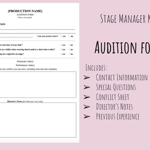 Stage Manager Template Kit: Meeting Notes, Rehearsal & Performance ...