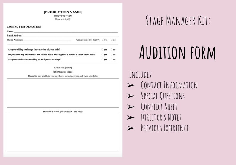 Stage Manager Template Kit: Meeting Notes, Rehearsal & Performance ...