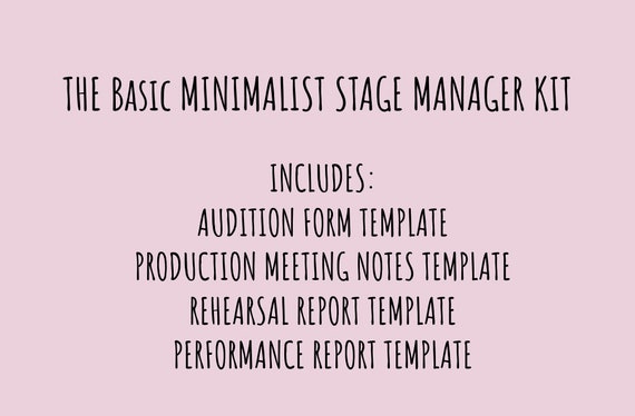 The Basic Minimalist Stage Manager Kit Production Meeting - Etsy