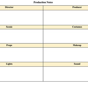 Rehearsal Report Template: Stage Manager Kit (digital Download) - Etsy