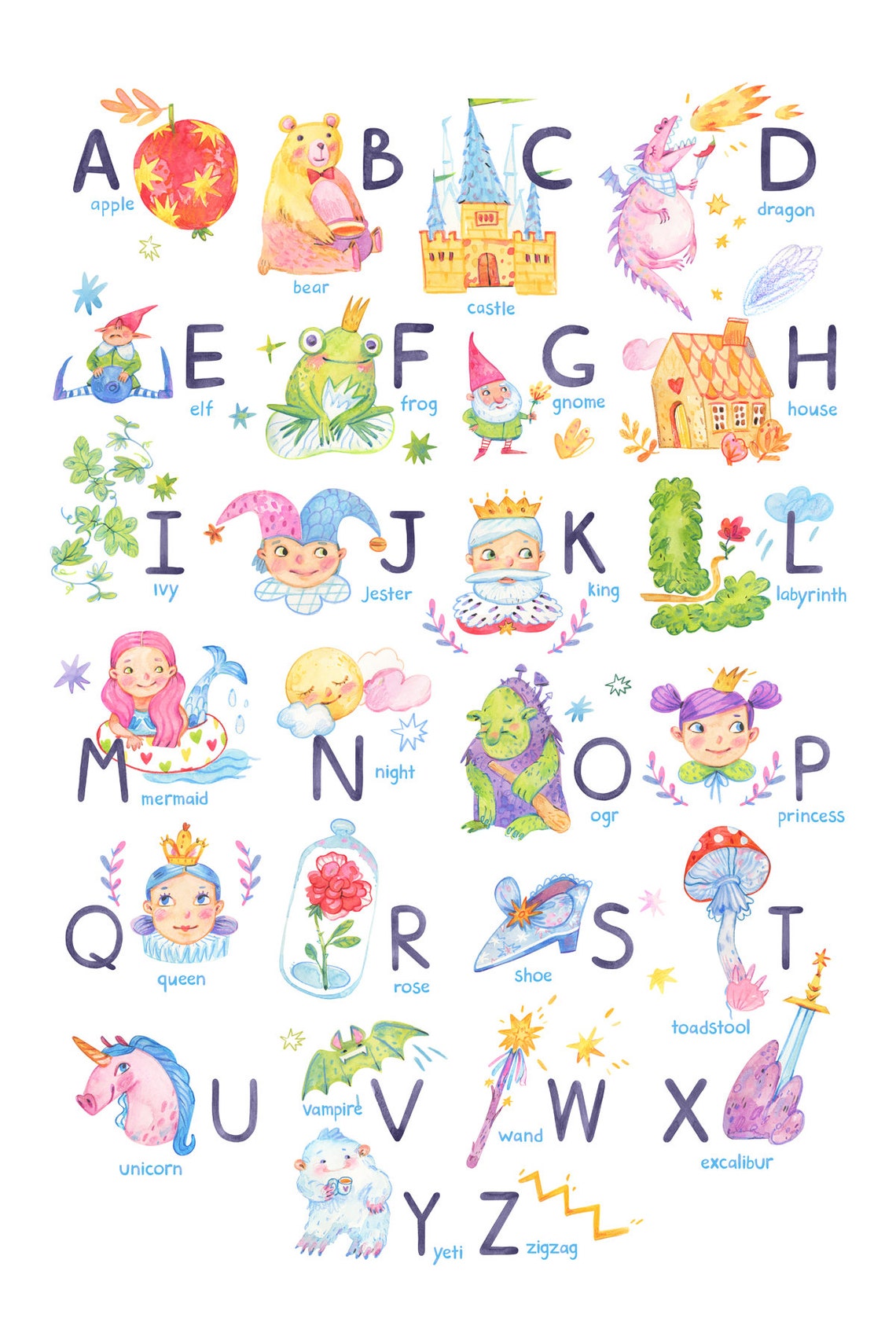 Fairytale Alphabet Poster ABC Poster Alphabet Print Kids - Etsy