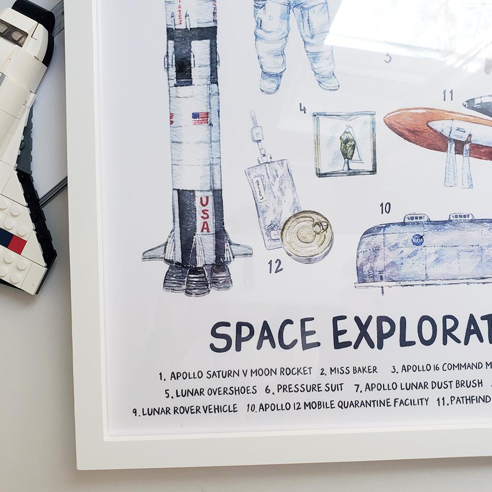 Moon Landing 1969 & Space Exploration Poster, Watercolor Art Prints ...
