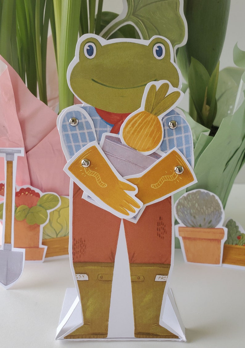 Paper Frog Doll Articulated Pretend Play Kit DIY Paper Doll Froggy ...
