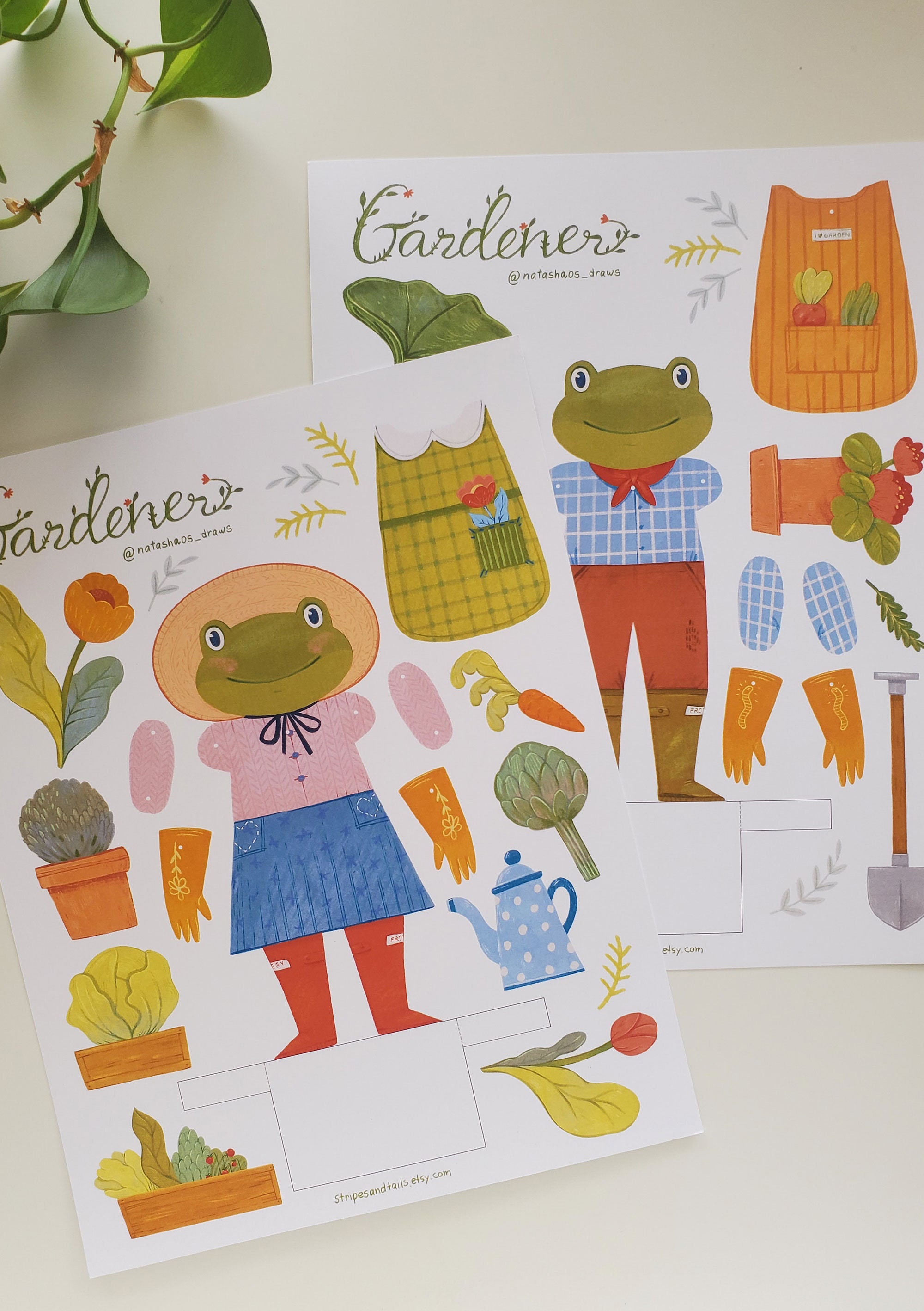 Paper Frog Doll Articulated Pretend Play Kit DIY Paper Doll Froggy ...