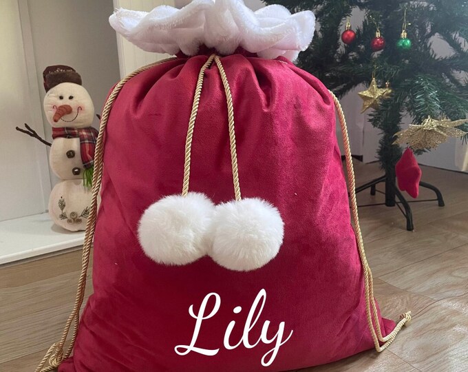 Personalised Red Velvet Santa Sack - Etsy