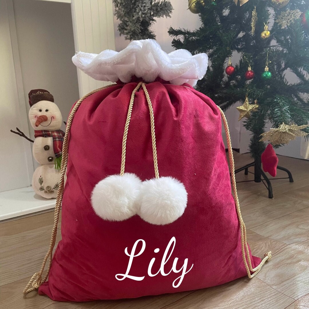 Personalised Red Velvet Santa Sack - Etsy