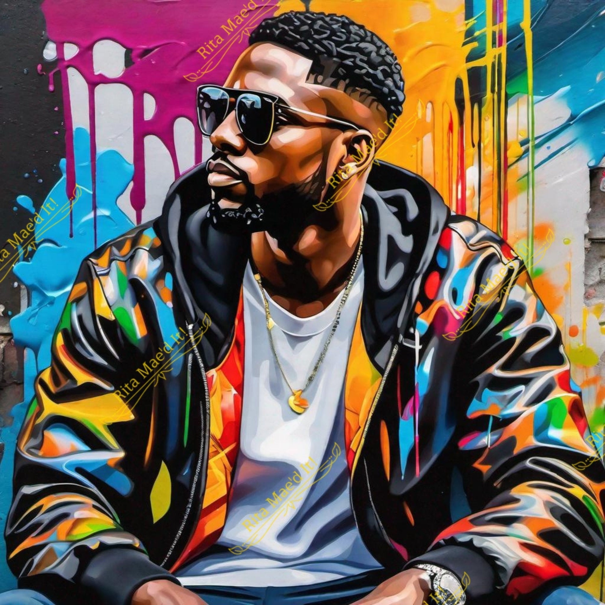 Man With Colorful Background PNG - Etsy