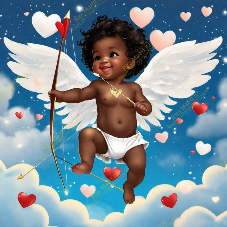 Beautiful Baby Cupid Falling in the Sky for Valentine's Day PNG - Etsy