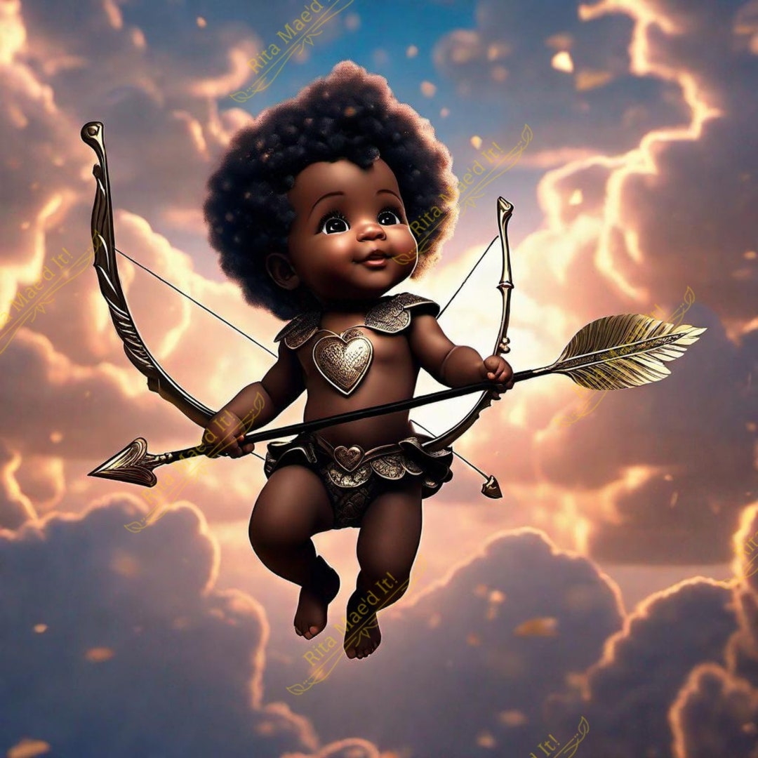 Beautiful Black Cupid PNG - Etsy