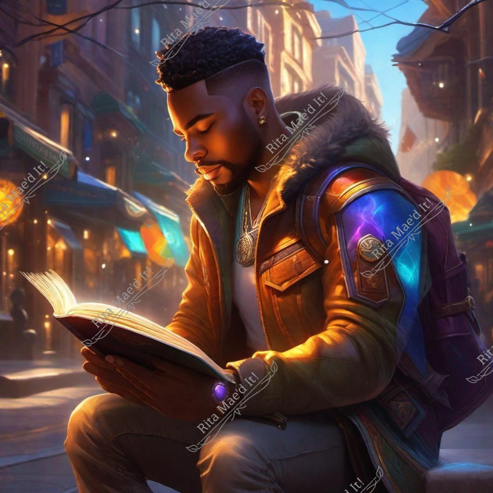 Mystical Man Reading a Book - Etsy