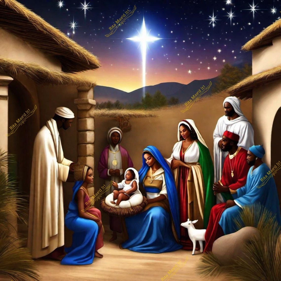 Black Nativity Scene PNG - Etsy