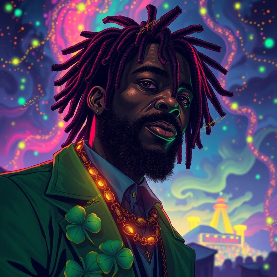 Man With Locs Colorful Background PNG - Etsy