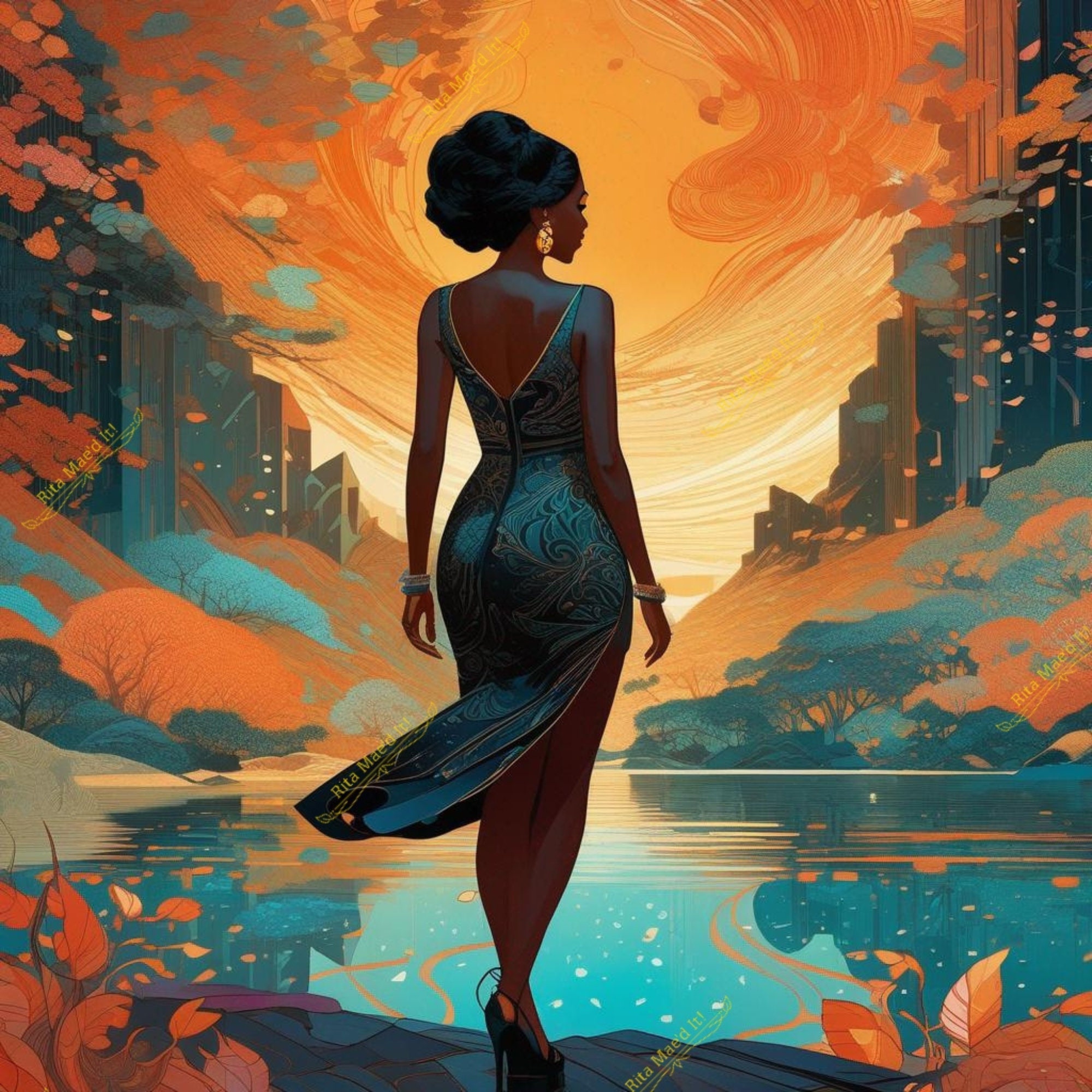 Beautiful Woman Facing the Sun PNG. - Etsy