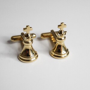 King Chess Pieces Cufflinks Strategy Meets Style Gold Tone - Etsy
