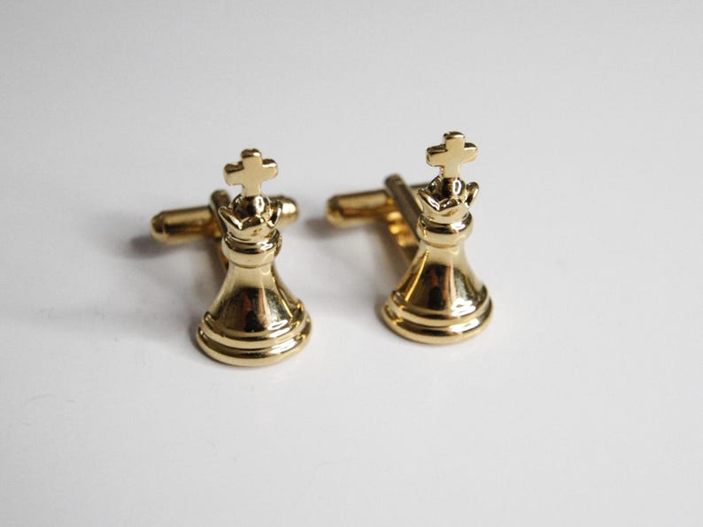 King Chess Pieces Cufflinks Strategy Meets Style Gold Tone - Etsy